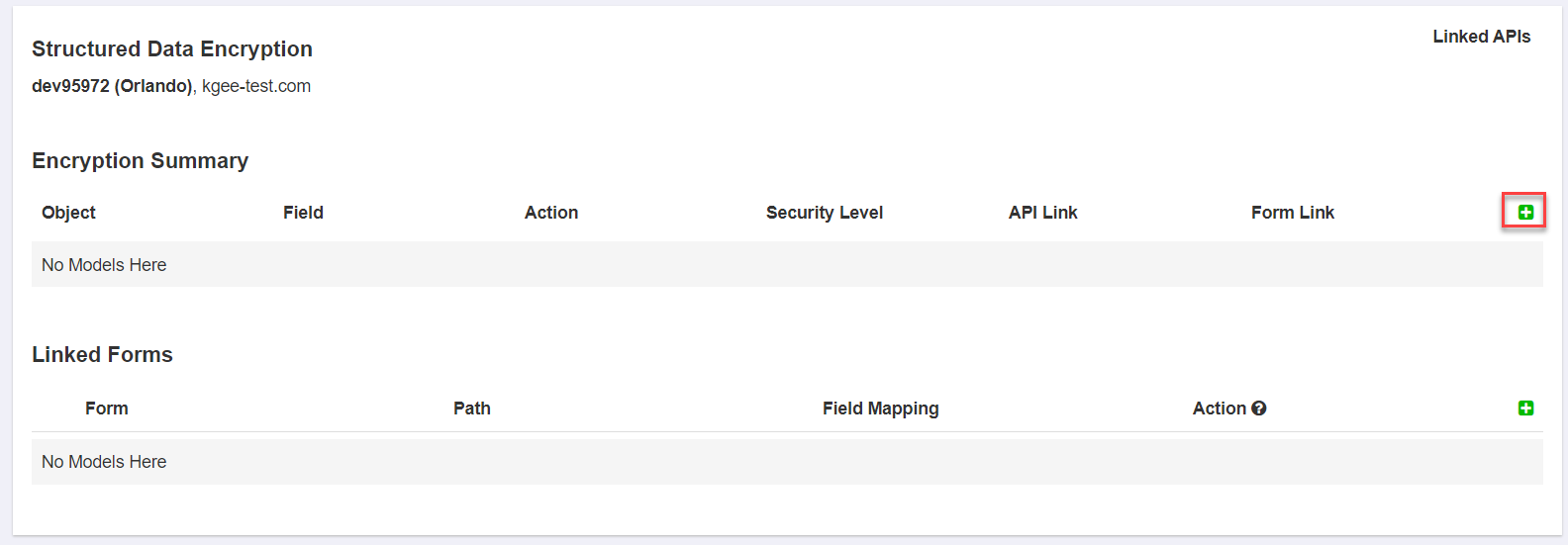 Setting Encryption/Tokenization